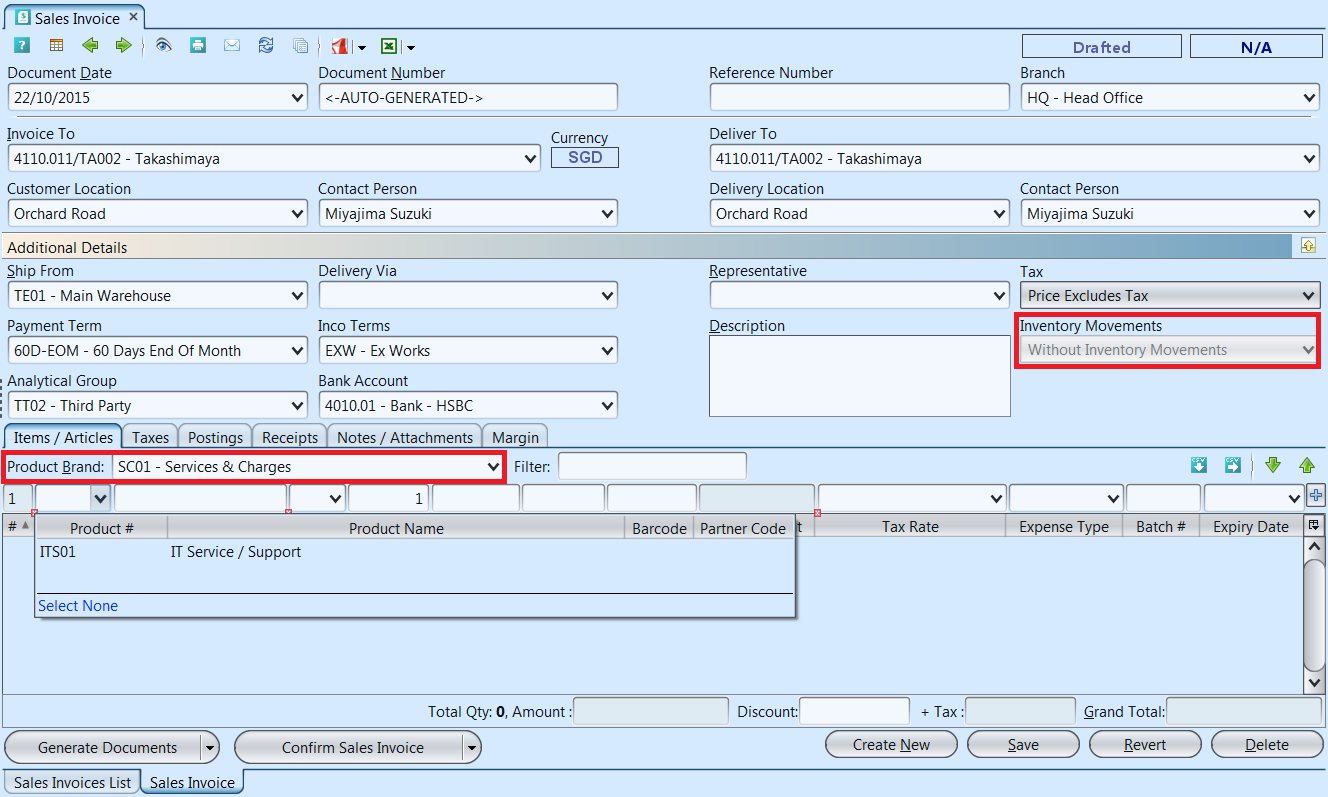 Sales Invoice - wo Inventory Movement - Samooha User SupportSamooha ...