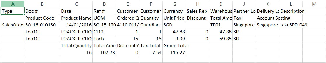 Sales Order - export sample - header format - Samooha User ...